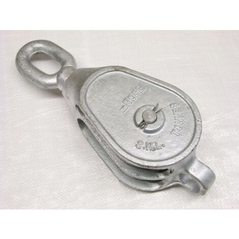 0.5 Ton 75MM Double Block With Swivel Eye Blue Painted - 8MM Pulley ...