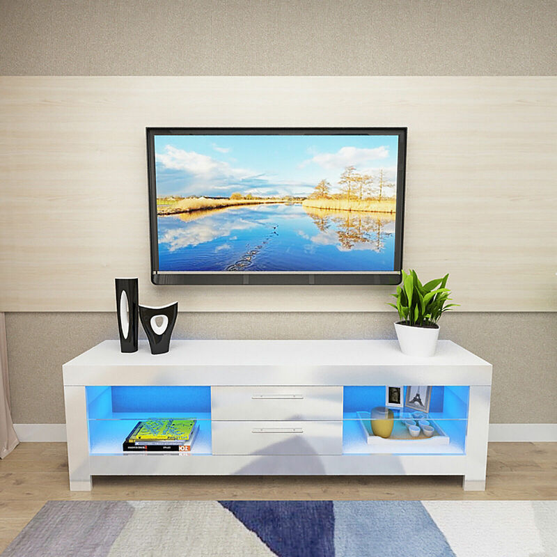 Homcom Tv Unit Cabinet With Storage Shelves And Cupboard, Entertainment ...