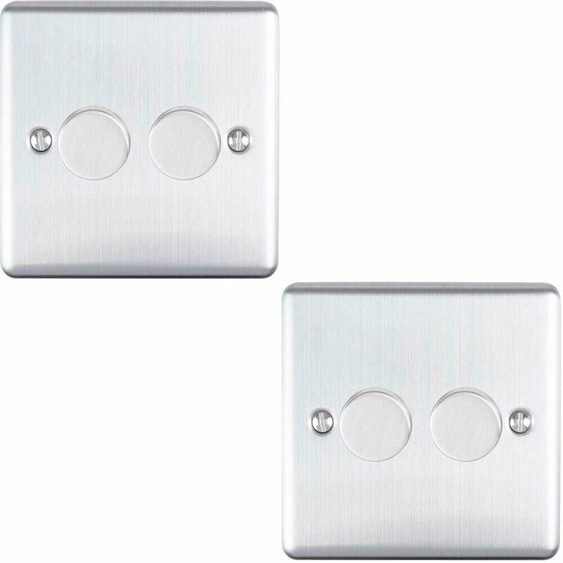 Light Switch Pack - 2x Single & 1x Double Gang - satin steel / Grey 2 ...