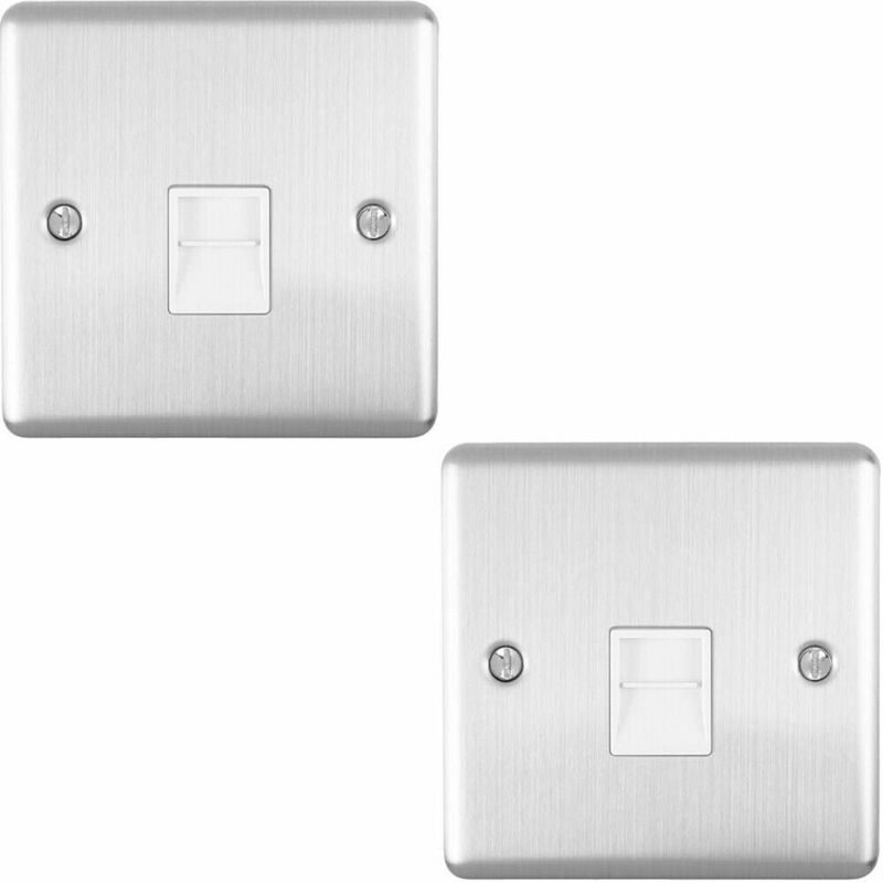 2 pack bt Telephone Slave Extension Socket satin steel & White ...