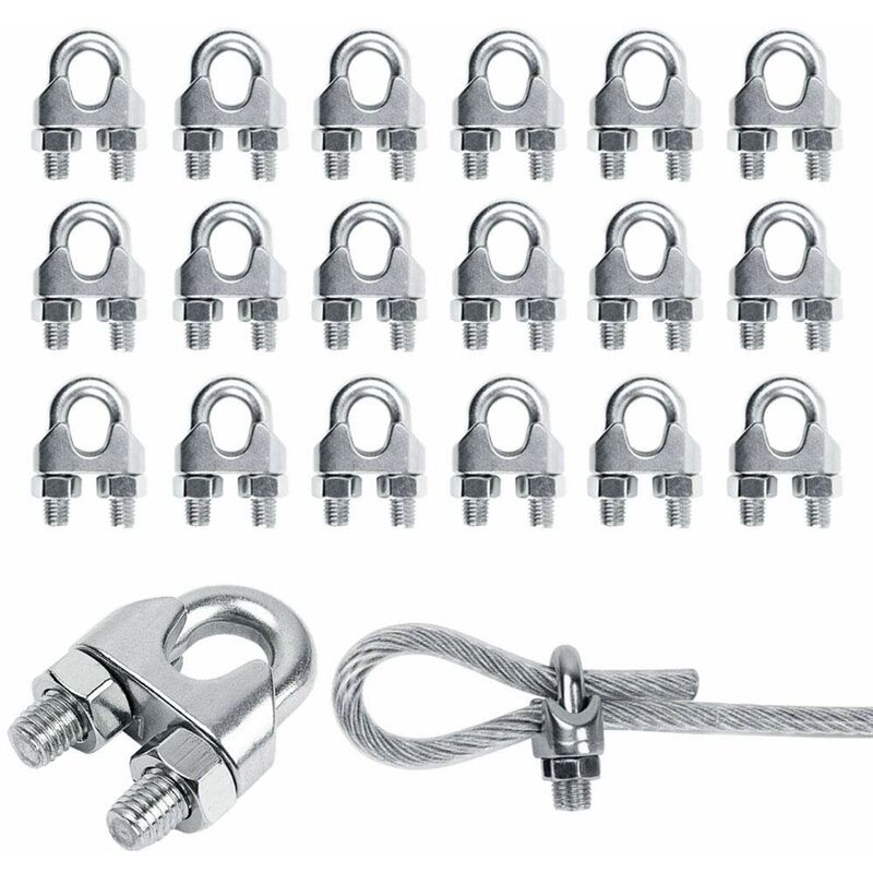M5 Wire Rope Clip 304 Stainless Steel Cable Clamp U Bolt Fastener (Pack ...