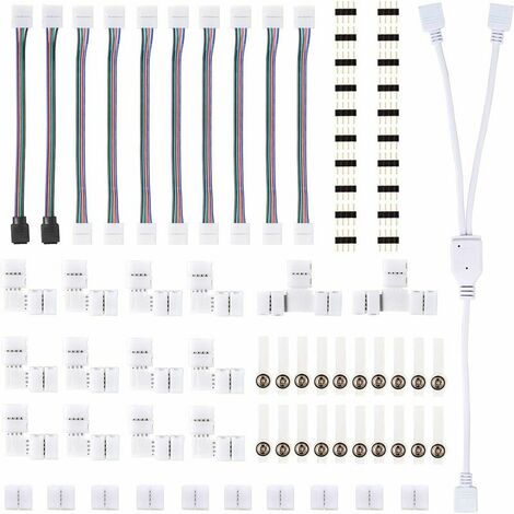 10 Pack 10mm 4 Pin LED Strip Connectors for 10mm 5050 3528 RGB LED ...