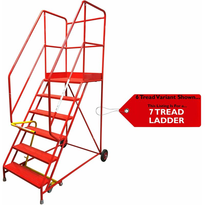 Loops - 7 Tread heavy duty Mobile Warehouse Stairs Punched Steps 2.58m ...