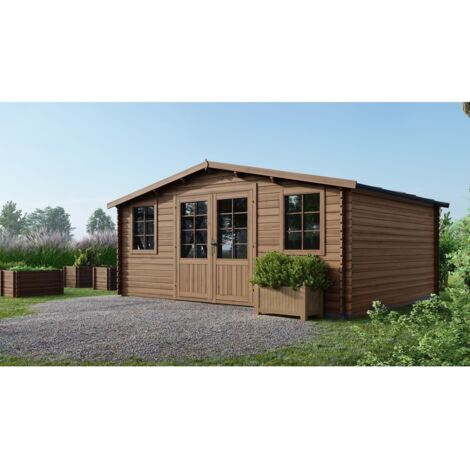 Abri de Jardin en Bois Naturel - Stockage extérieur avec fenêtres ...