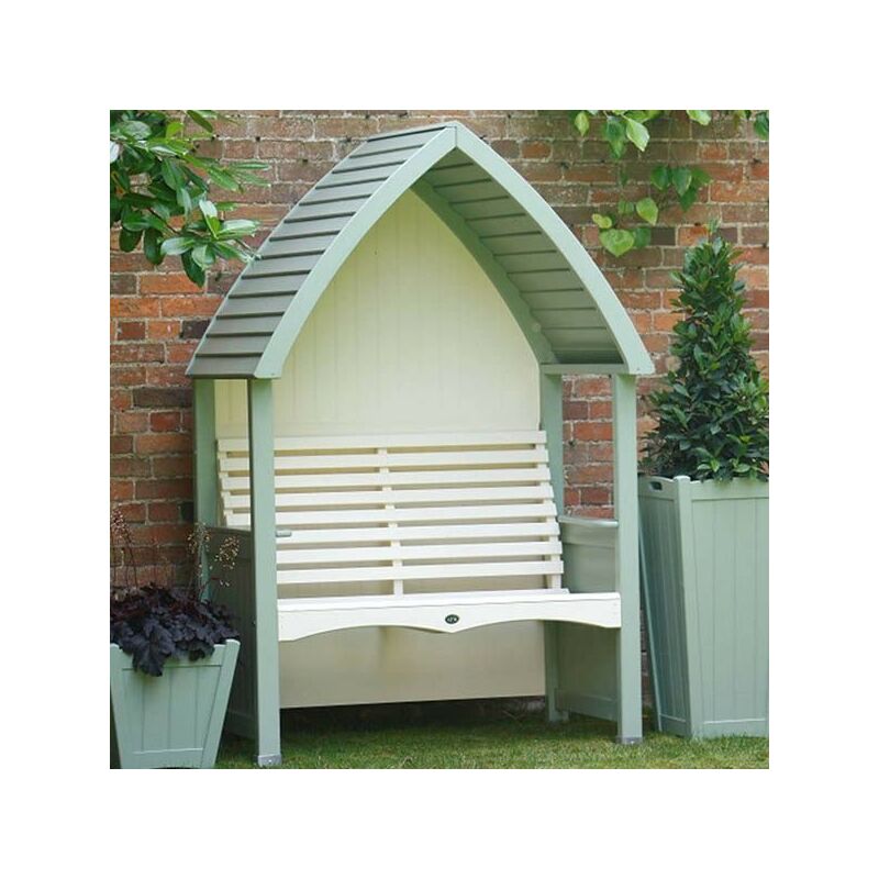 AFK Cottage Arbour Wooden Garden Seat Chair Heritage Sage Green & Cream FSC