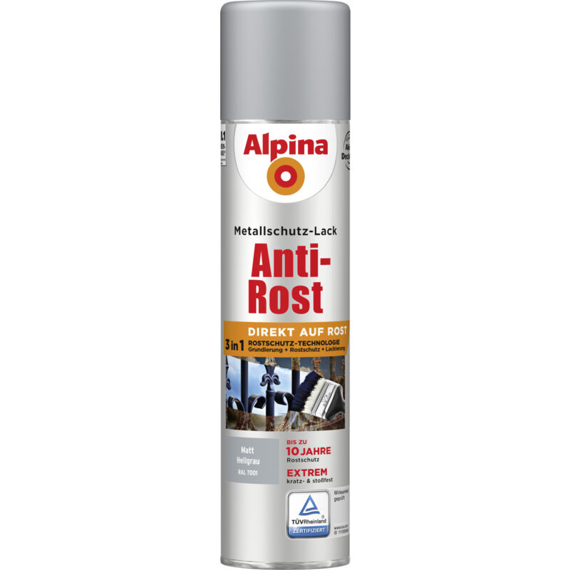 Alpina Sprühmetallschutz-Lack Anti Rost 400 ml hellgrau matt Sprühlack Lack - 912974