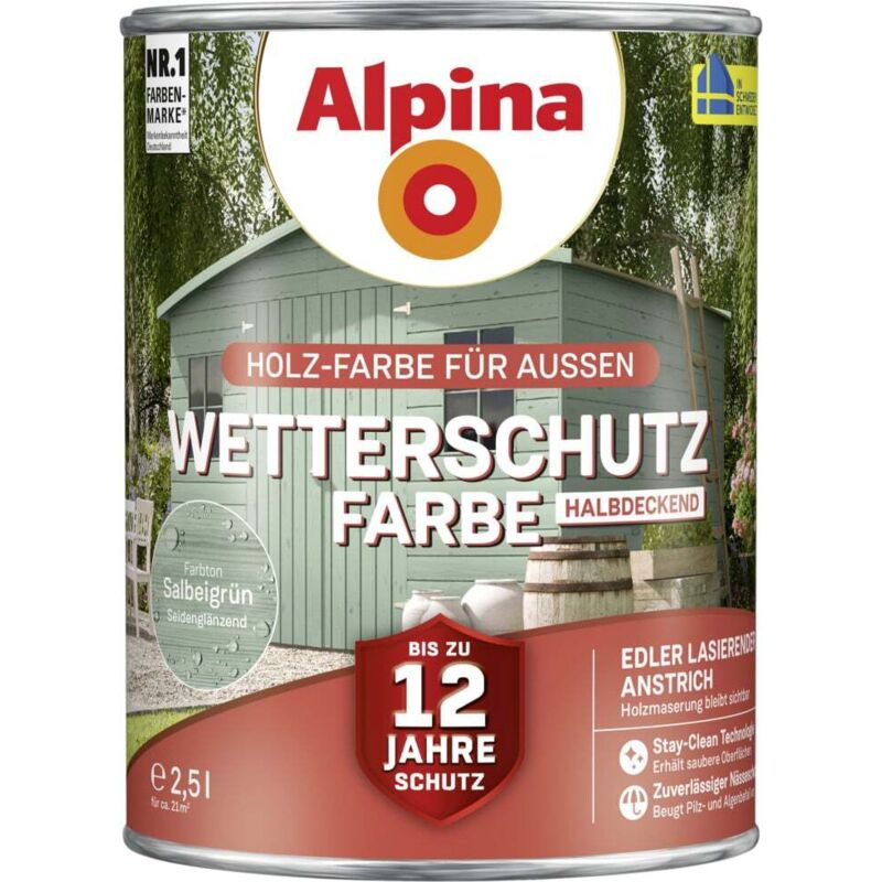 Alpina Wetterschutzfarbe 2,5 L salbeigrün Wetterschutzfarbe - 4001244702855