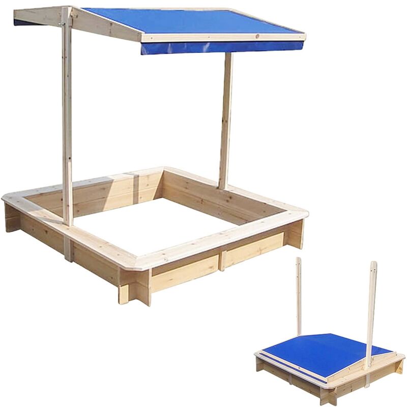 Bac à sable, caisse à sable, maison de jeu, bois avec toit réglable ...