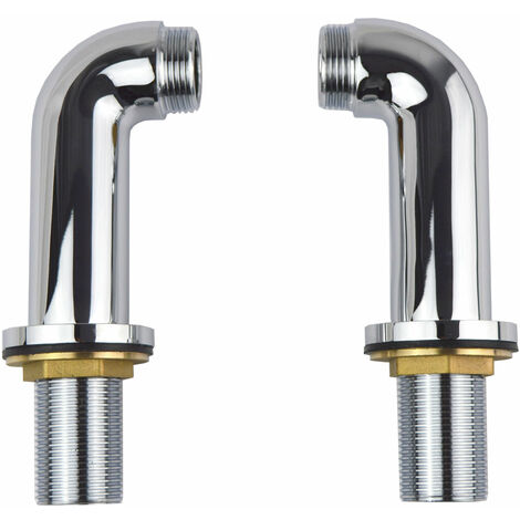 Pair of Chrome Deck Mounted Bath Filler Shower Mixer Tap Legs Adapter ...