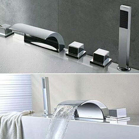 Modern Waterfall Basin Single Lever Mixer Tap & Bath Filler Tap ...