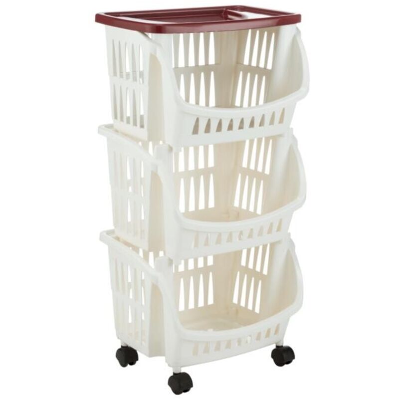 Carrello Porta Frutta Oggetti 3 Ceste Plastica Con Ruote + Vassoio ...