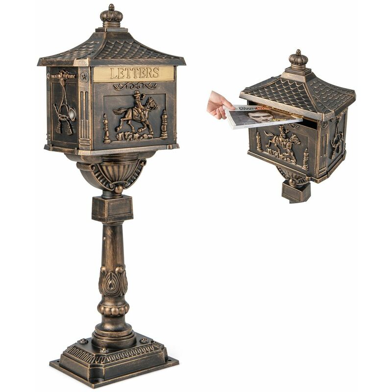 Cast Aluminum Mailbox Outdoor Lockable Security Letter Postbox w ...