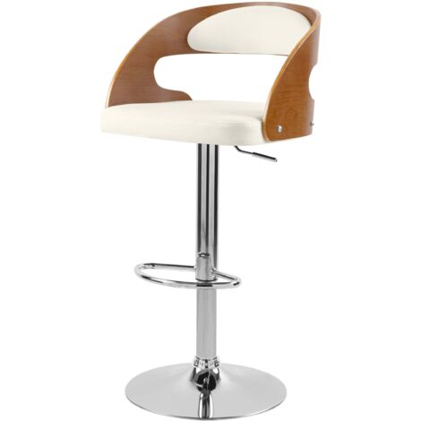 Tabouret pour îlot central 65 cm en teck et cuir tressé noir - YUMA