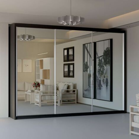 Miami 250cm Sliding Door Wardrobe with Full-Length Mirror & Modern 3 ...