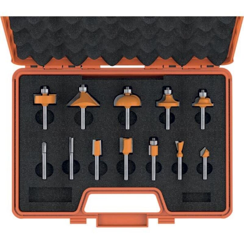 CMT : Coffret 12 fraises profil pour défonceuse queue 6,35 mm - 80050311