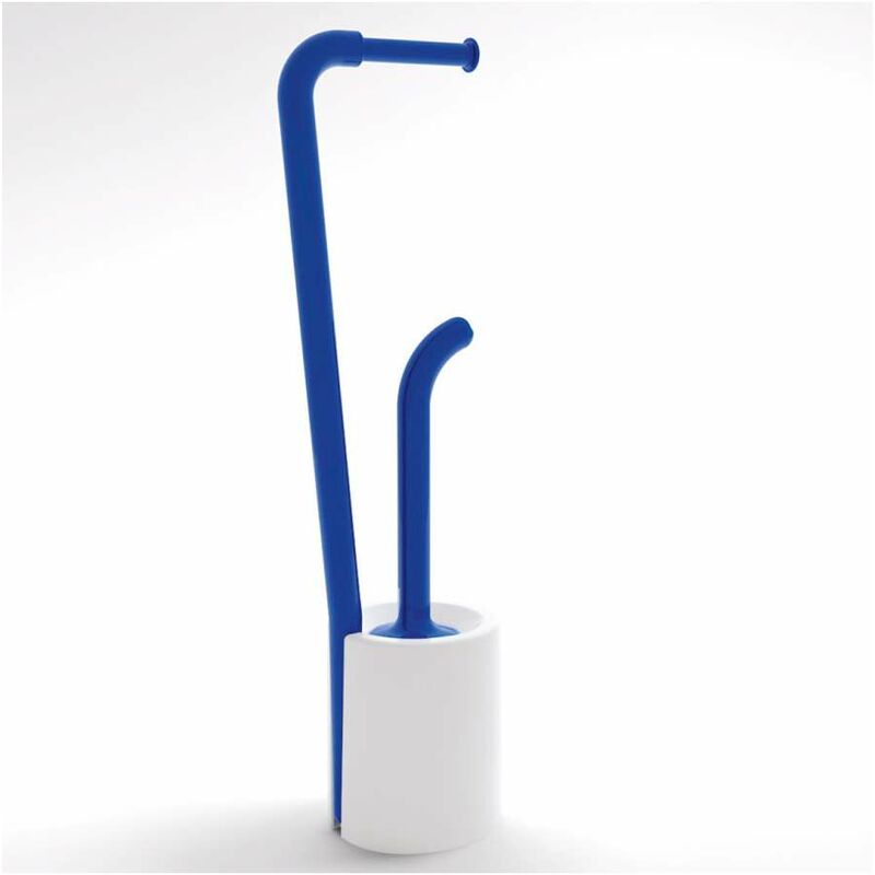 Gedy - Wendy Piantana Con Portarotolo E Scopino Wc Bianca/Blu | GEDY | US
