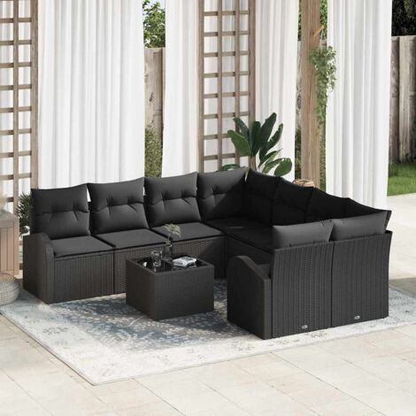 Conjunto sofa jardin negro