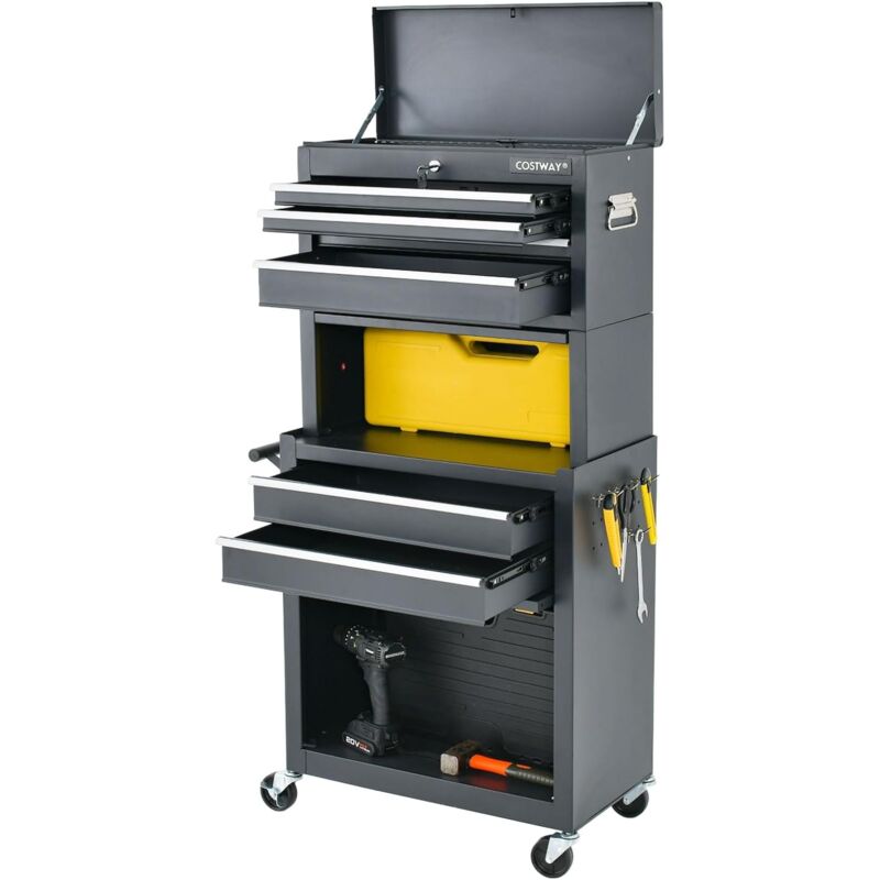 Preisvergleich für Costway - 2 in 1 Werkstattwagen inkl. Koffer & 9 Fächer & Haken ...