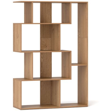 COSTWAY Open Bookshelf Modern Geometric Bookcase-Black
