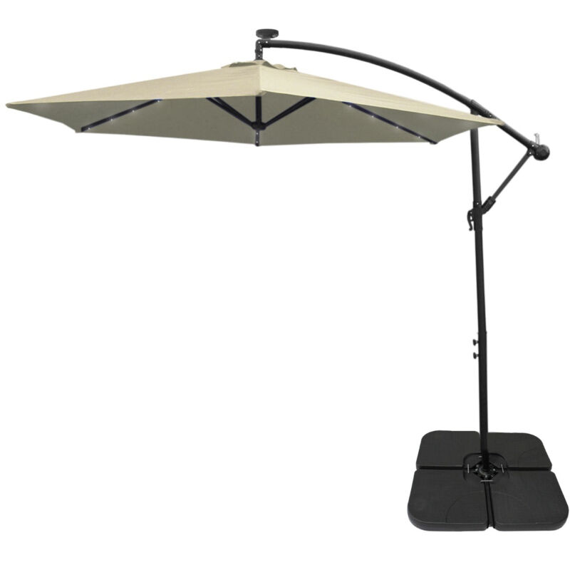 Outsunny 3M Roma Umbrella Sun Shade Cantilever Hanging Parasol W/ Cross Base Hand Crank ...