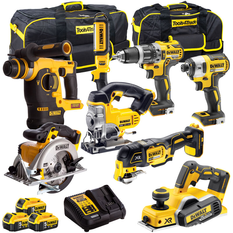 8 Piece 18V Li-Ion Combo Kit With 3 X 5.0Ah Batteries & Charger In Bag ...