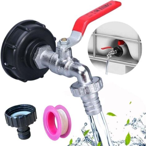 1000L Tank Tap, Rainwater Harvesting Tap, IBC Water Tank Adapter 1/2 ...