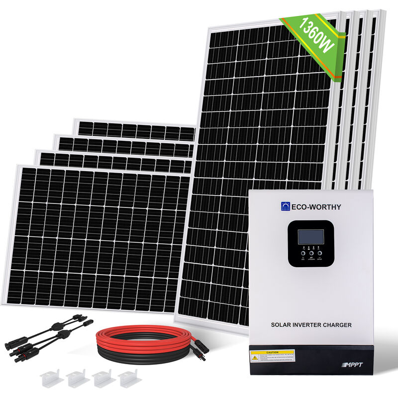 1000W Solar Panel Kit With 3000W 24V Hybrid All-In One Inverter And ...