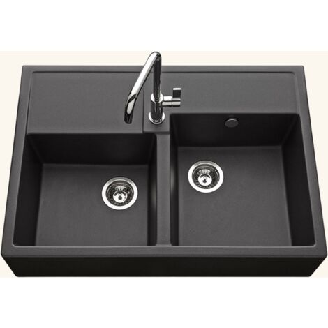 Évier à poser granit noir Kümbad KIWI 2 bacs