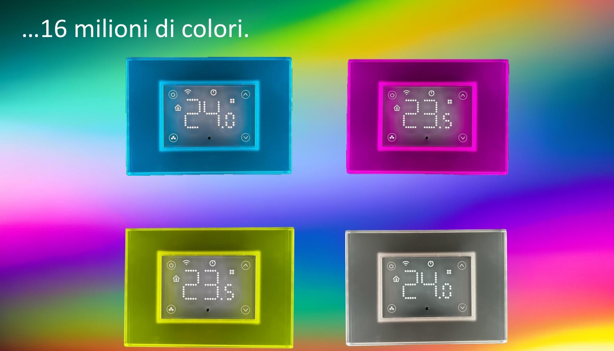 Cronotermostato Smart Beghelli Dom-e con Display e Placca Luminosa Touch