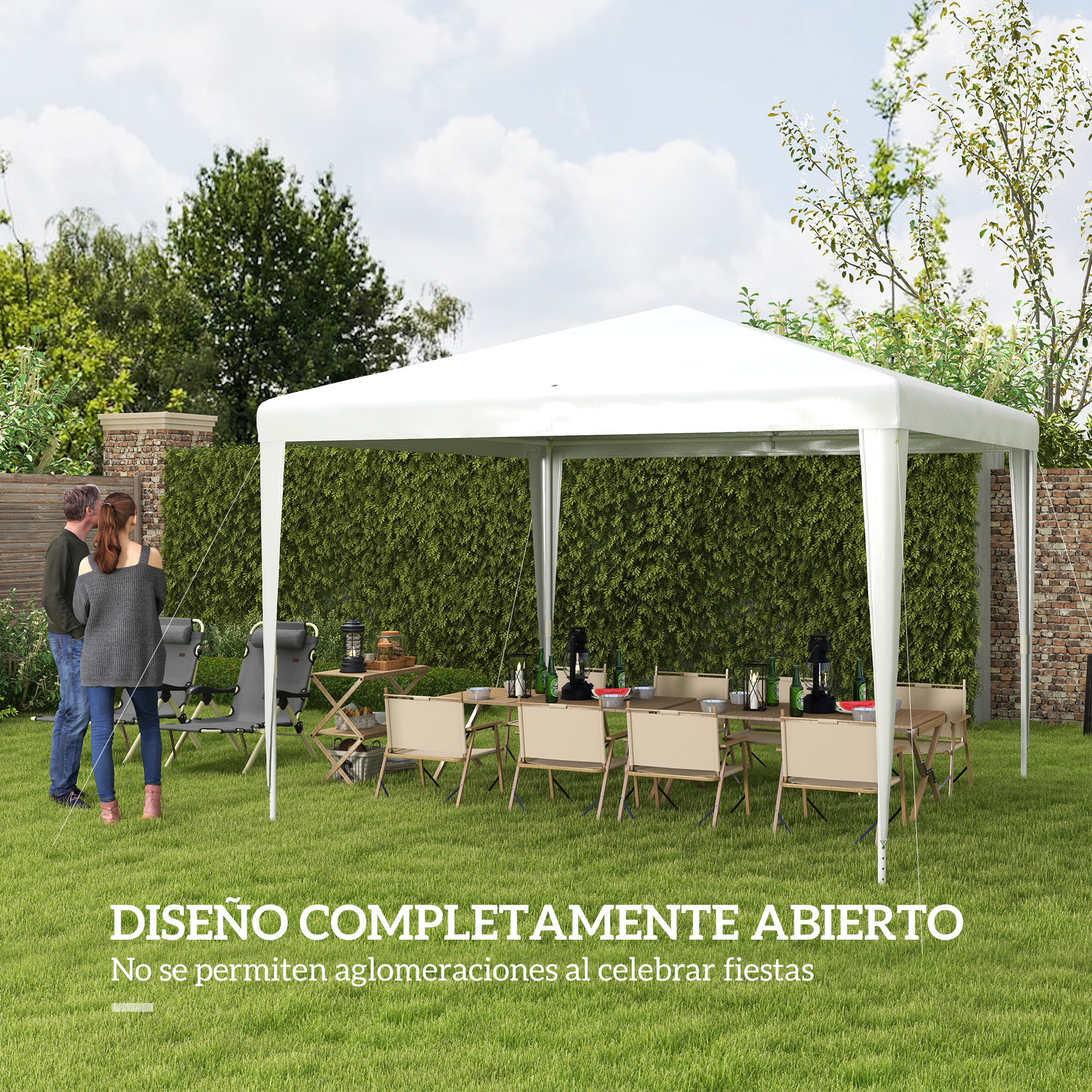 Tonnelle démontable 3 x 3 m, pavillon extérieur avec 4 trous de ...