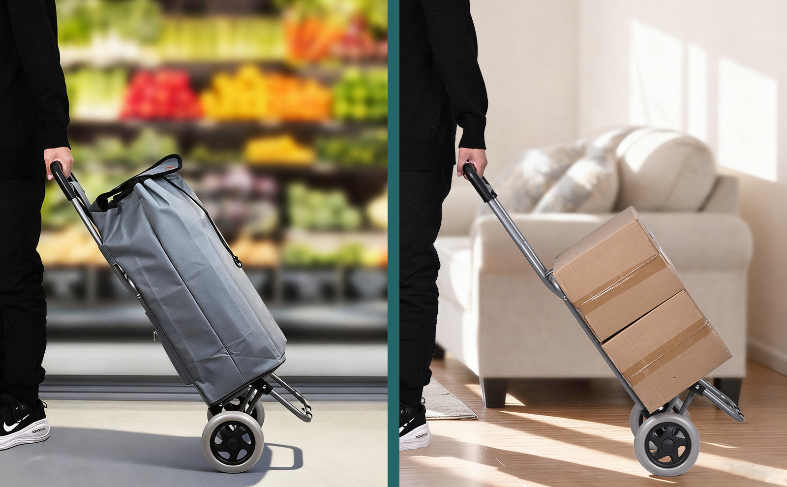 VOUNOT® Chariot de courses 2 en 1 pliable 59L - caddie et diable - sac ...