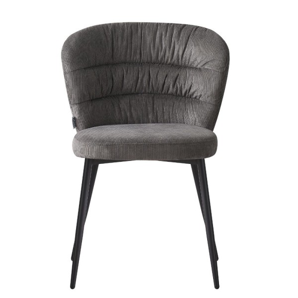 Chaise recouverte de tissu gris avec pieds en métal noir - Klontar