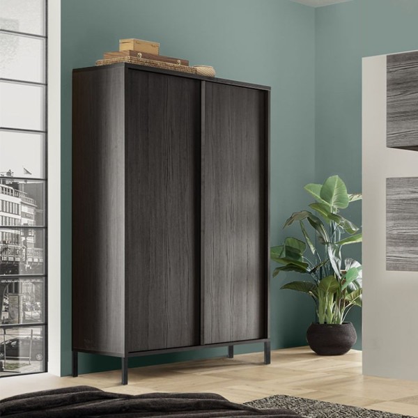 Mueble con 2 puertas en fresno negro 106x177H cm - Giugi