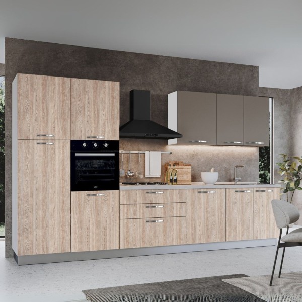 Cucina completa con elettrodomestici colore rovere gessato e pensili ...