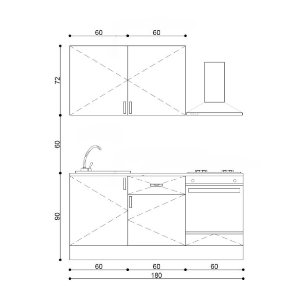 Cucina completa di elettrodomestici 180 cm colore rovere grigio chiaro ...