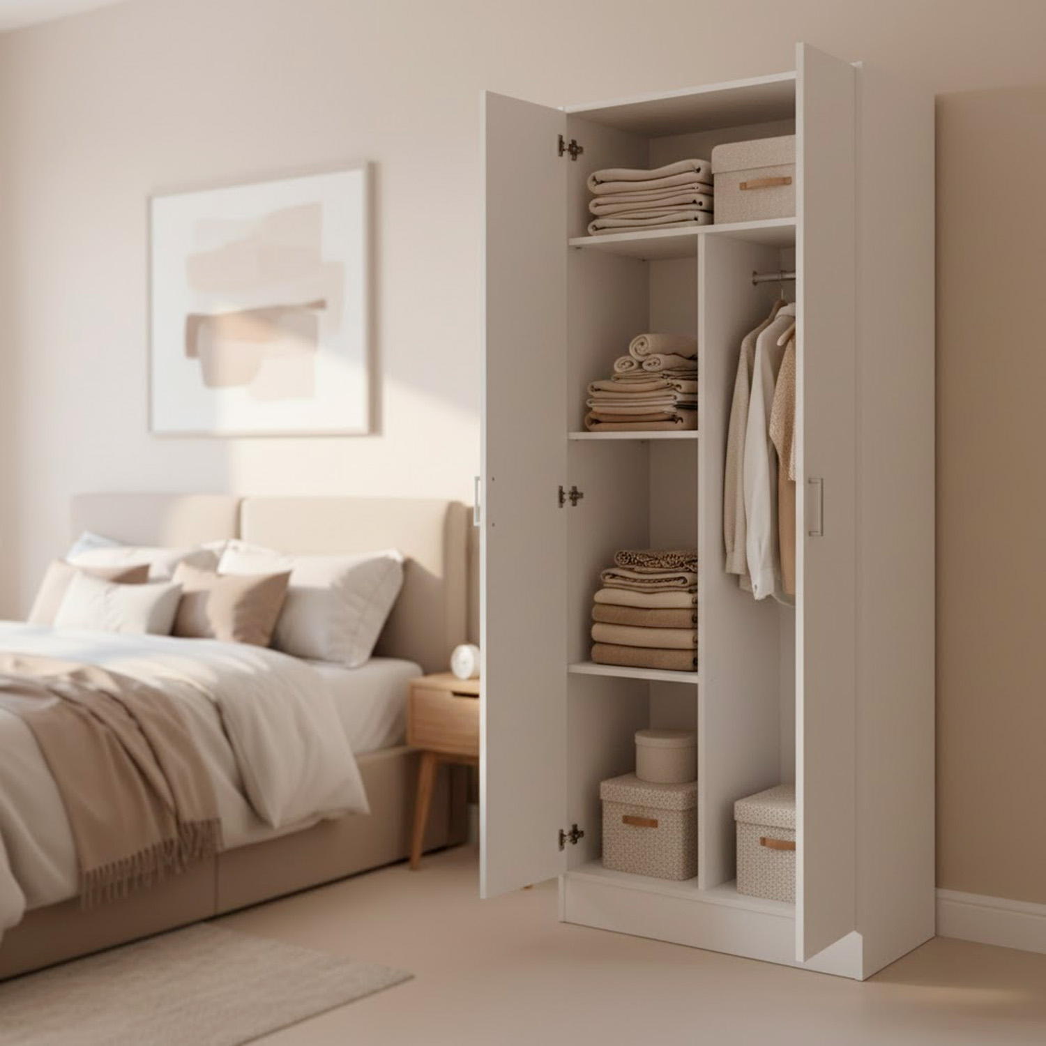 Armadio Multiuso Con 2 Ante Battenti e Ripiani Interni Armadietto ...