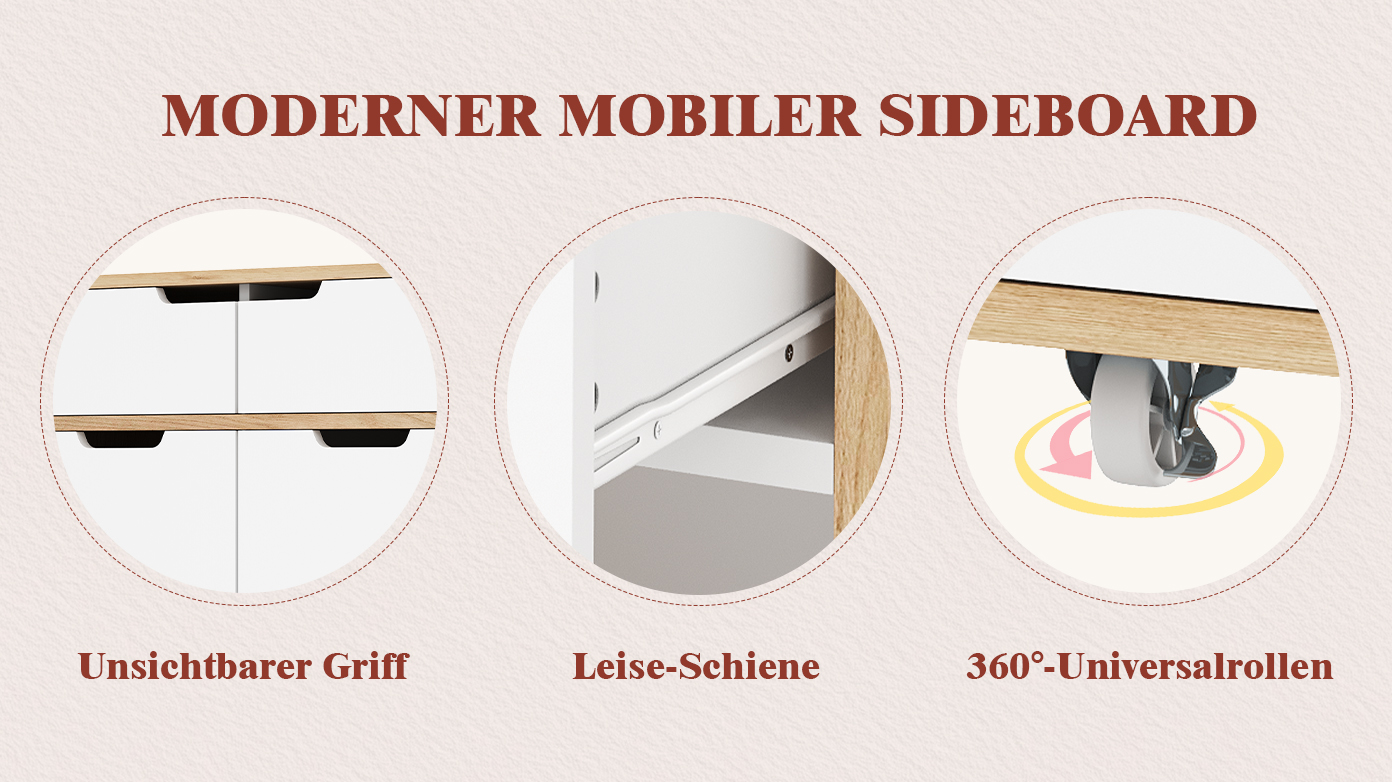 Îlot de cuisine - Meuble de rangement sur roulettes 120x46x85 cm avec ...