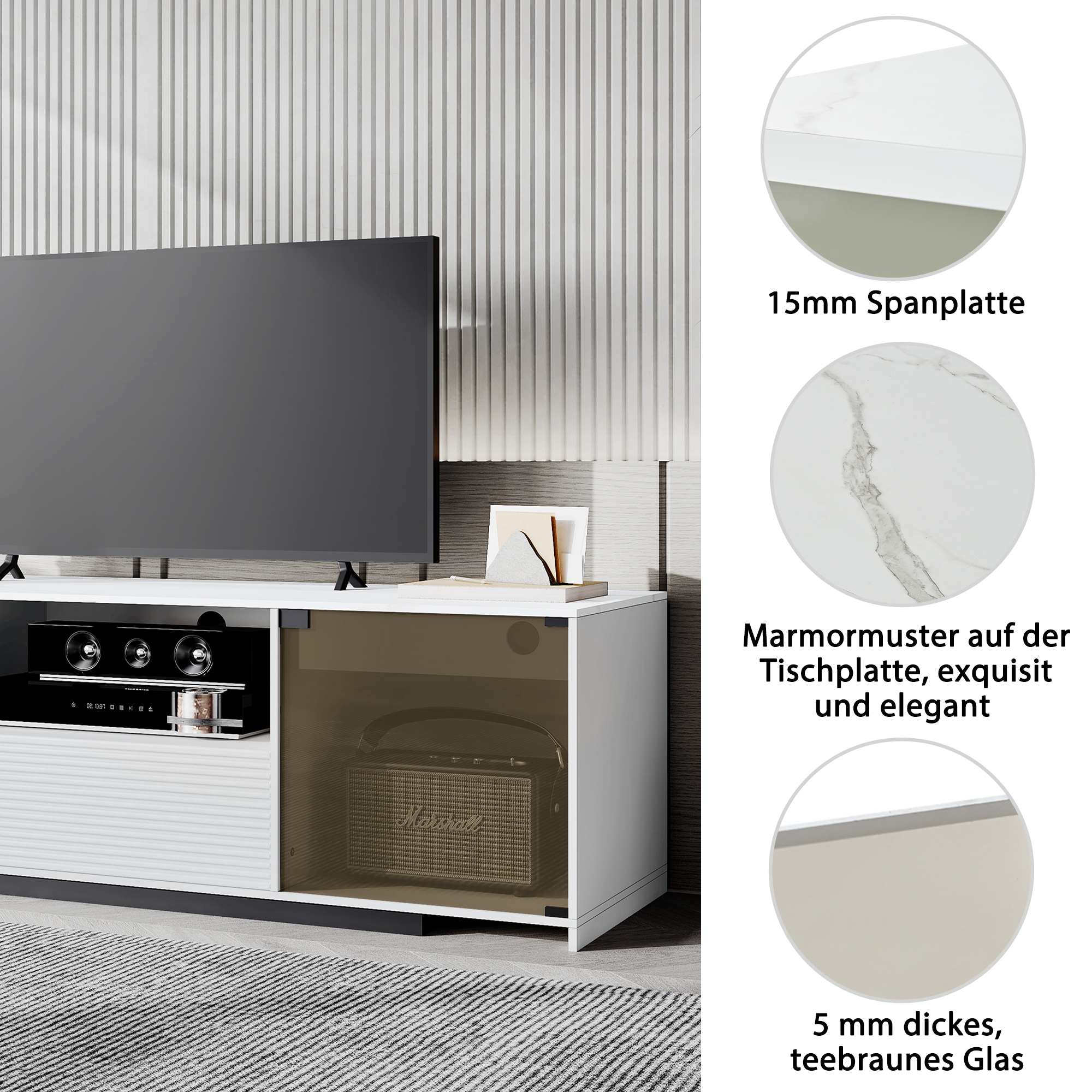 Mobile TV lungo con illuminazione a LED e design scorrevole per TV da ...