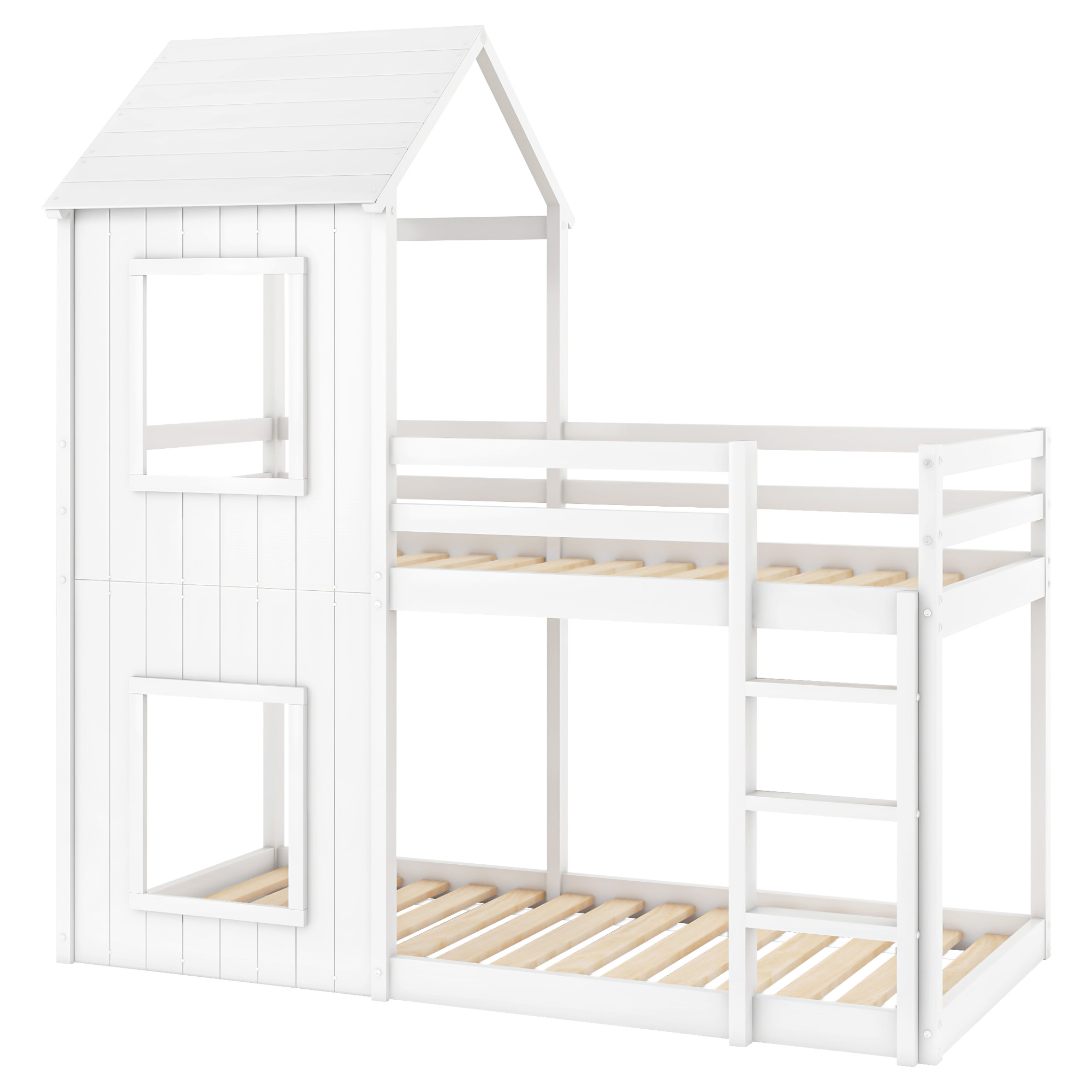 Lit superposé 90x200cm lit enfant avec barrière de protection, échelle ...
