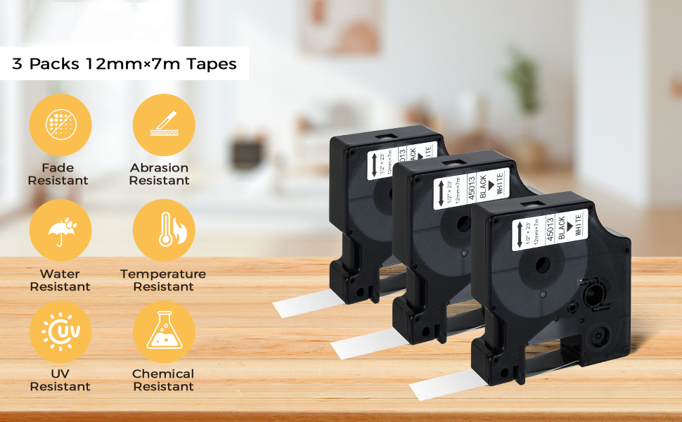 Lot de 3 Compatible avec Dymo Ruban Recharge D1 12mm x 7 m Etiqueteuse ...