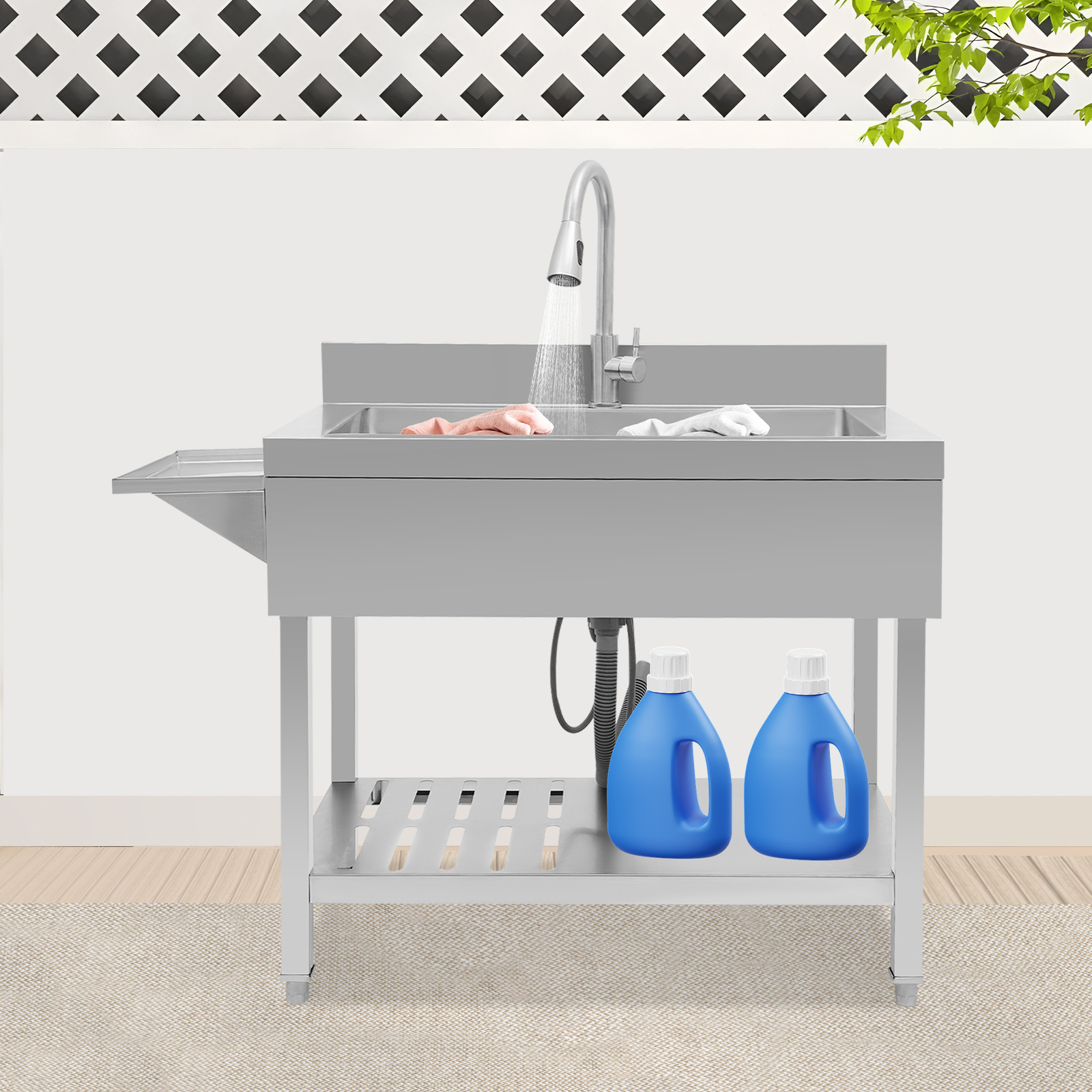 Commercial Single-Bowl Stainless Steel Sink Outdoor Utility Sink Free ...