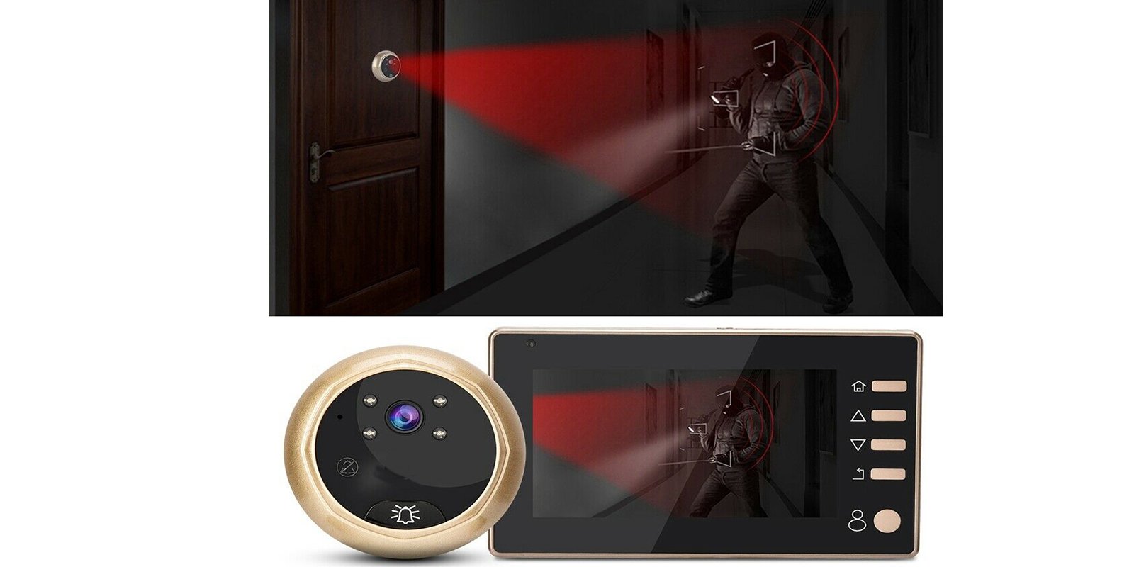 Spioncino digitale elettronico porta campanello telecamera schermo LCD ...