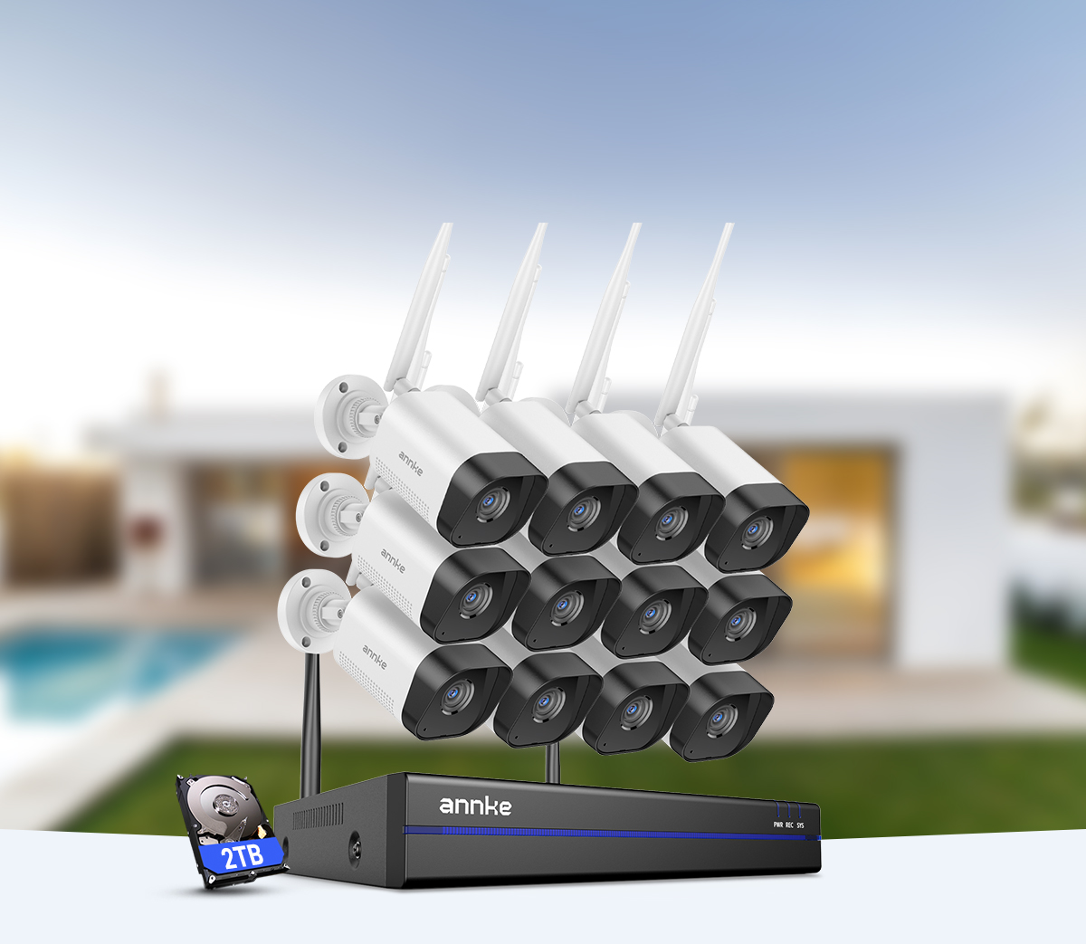 ANNKE 3MP 16CH WiFi Surveillance Cameras Smart Human Detection Night ...