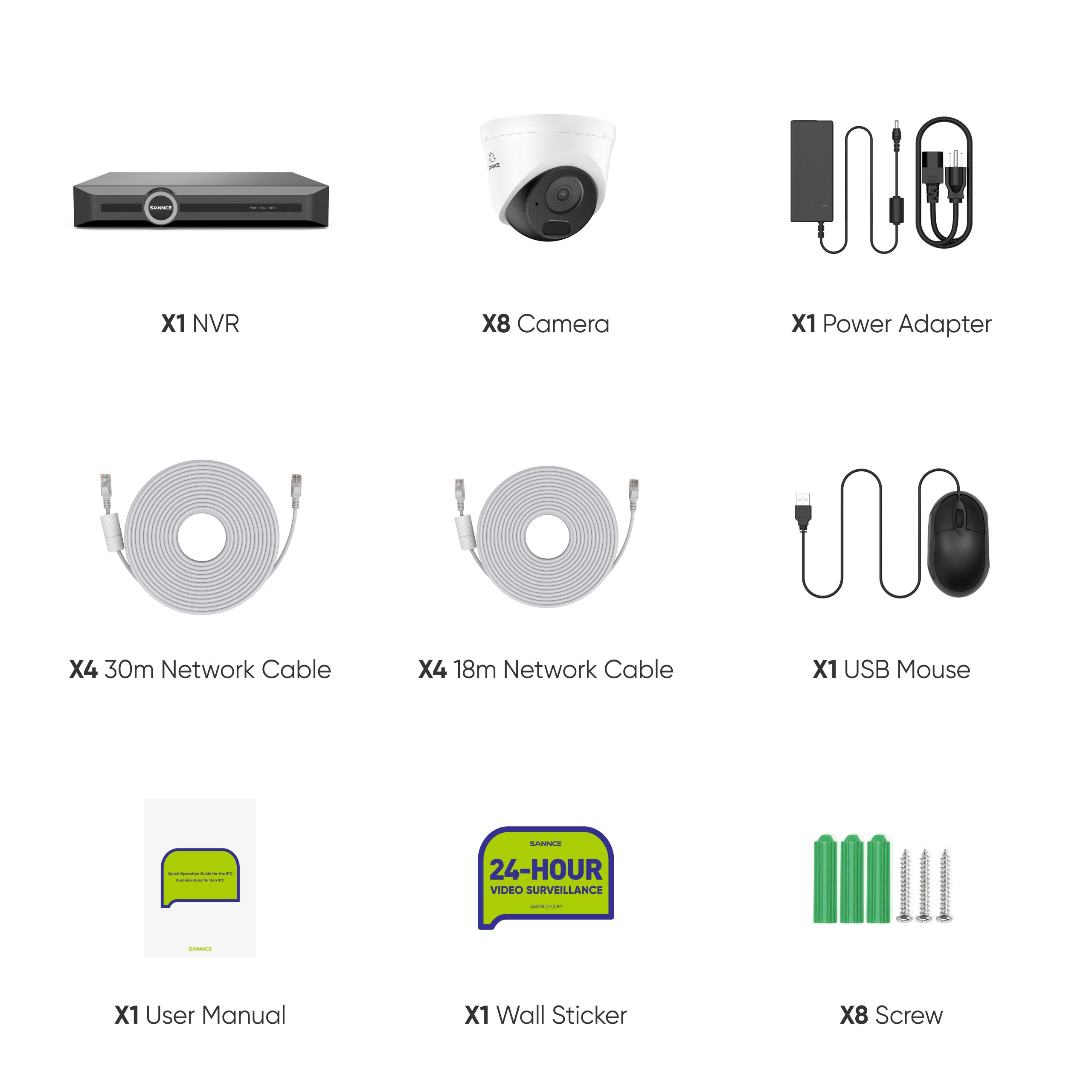 SANNCE 2K 8CH Outdoor IR Network Camera System with Smart Playback ...