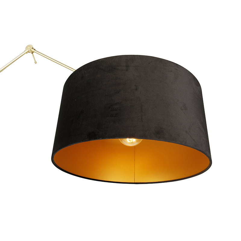 Modern Floor Lamp Gold Velvet Lampshade Black 50 cm - Editor