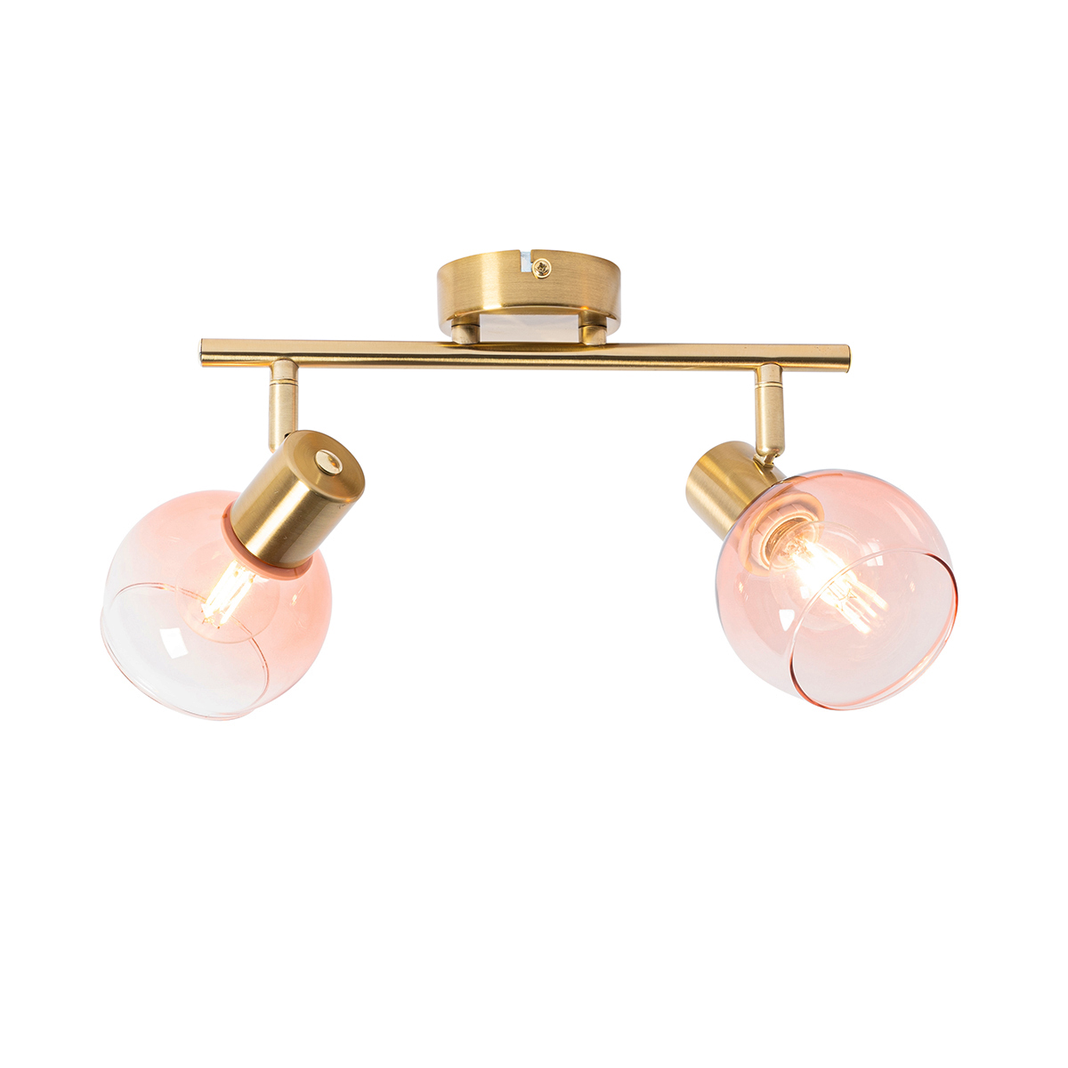 Art Deco spot gold with pink glass 2 lights - Vidro