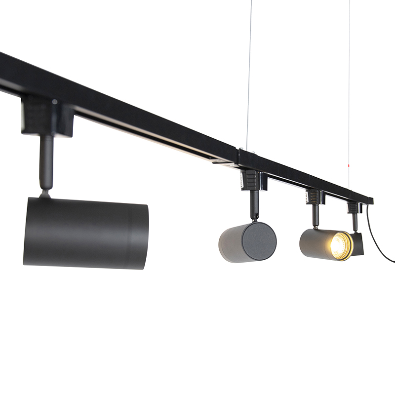 Modern Hanging Track Lighting with 5 Spotlights Black 1-Phase - Iconic ...