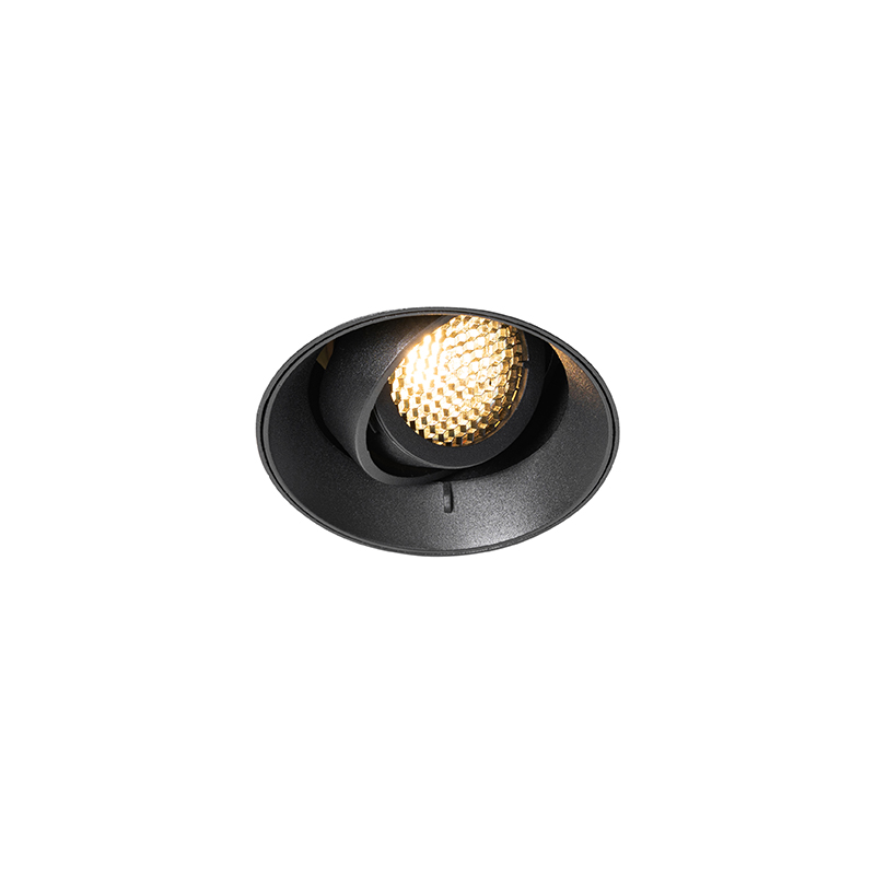 Set of 6 Modern Recessed Spotlights Black GU10 Round Trimless - Oneon Honey