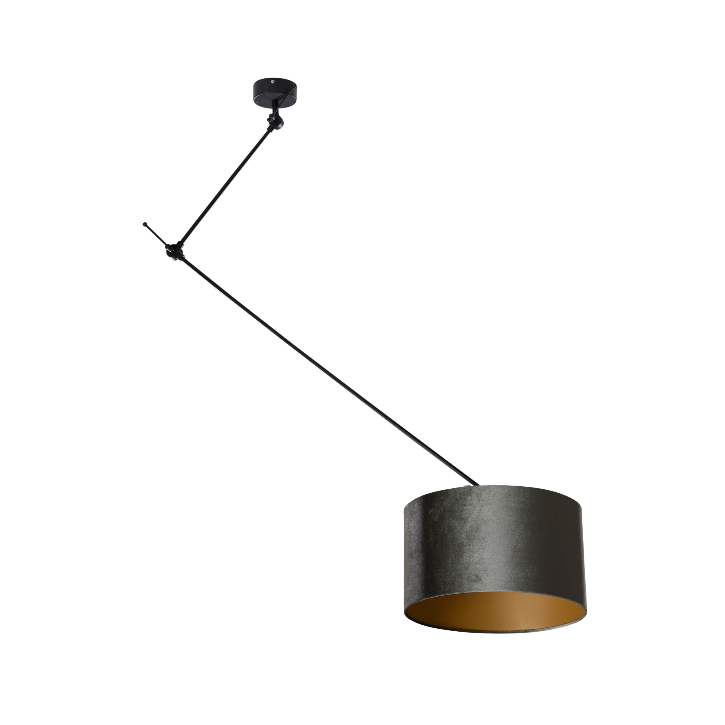 Pendant Lamp Black with Velvet Shade Green 35cm - Blitz
