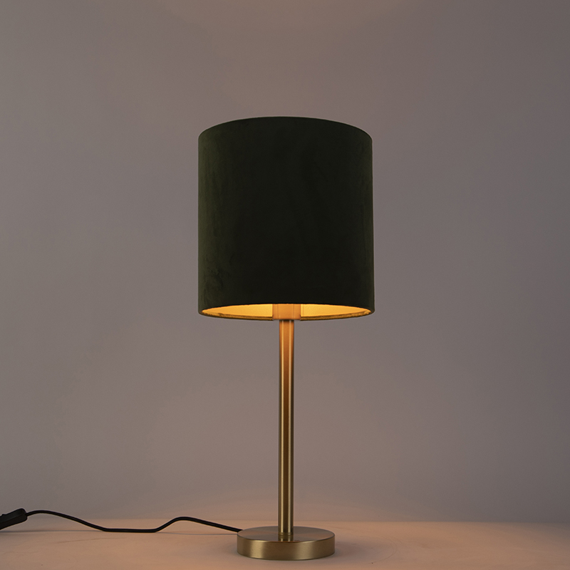 Botanical Table Lamp Brass with Green Lampshade 25 cm - Simplo